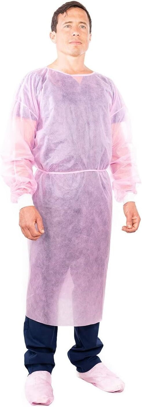 bata de Aislamiento desechable Tamaño Universal 50 por estuche, rosa