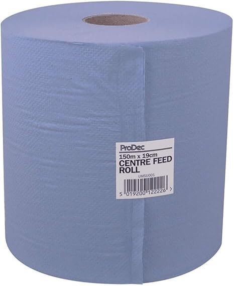 Rollo de toallas de papel, 150 metros x 19 cm, color azul, industrial ...